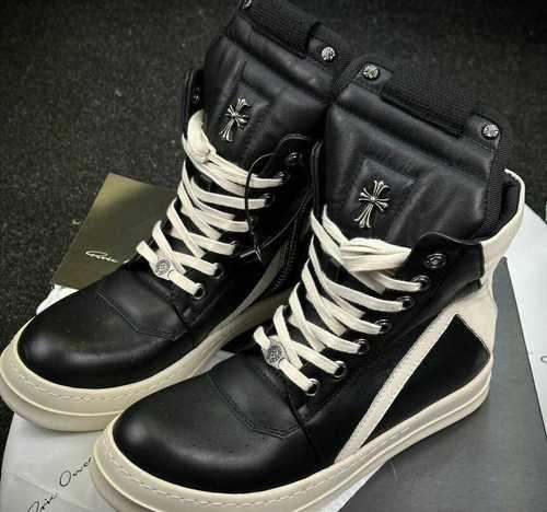 Кеды Rick owens x Chrome Hearts (черные и белые)