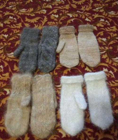 Женские варежки из собачьей шерсти
