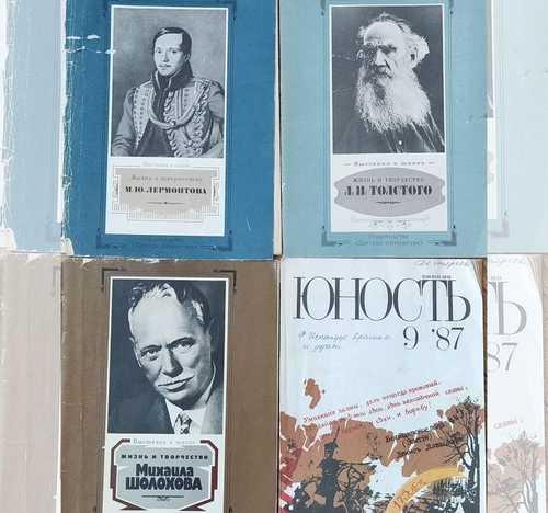 Книги о Лермонтове, Шолохове, Л. Толстом, ж. Юност