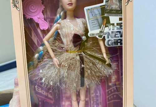 Кукла барби в платье бежевом с косой