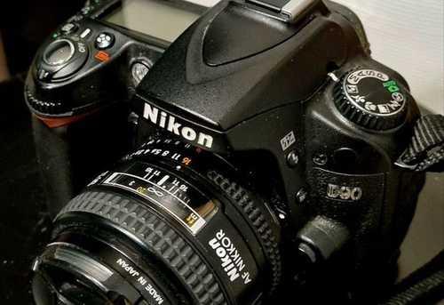 Зеркальный фотоаппарат nikon d90+nikkor 50mm 1.4d