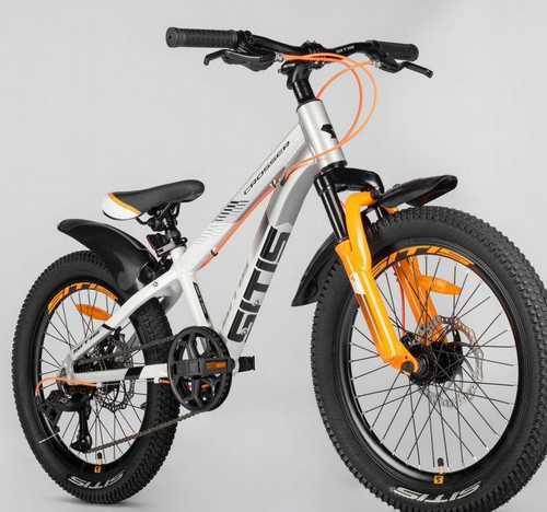 Велосипед sitis crosser 20" (2024) White-Grey-Orange Sim115