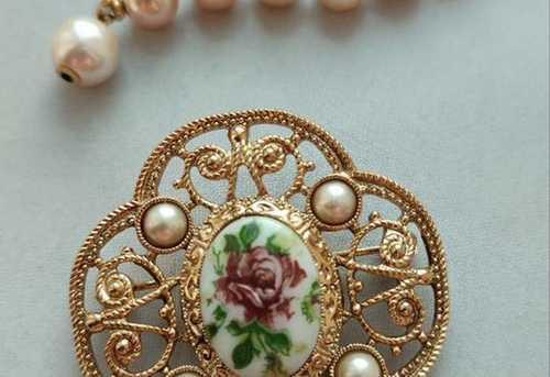 Винтажная брошь Роза "1928 Jewelry"