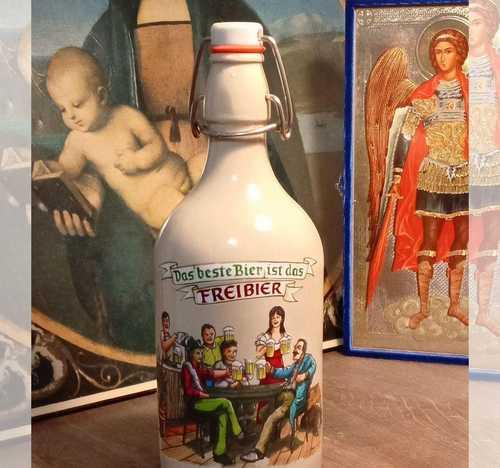 Пивная бутылка Freibier. Керамика