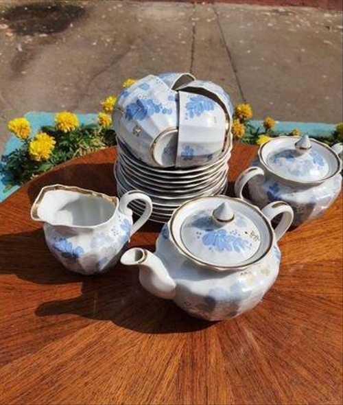 Сервиз чайный Голубые цветы Вербилки фарфор