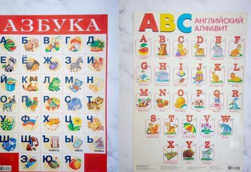 Плакат азбука и английский алфавит