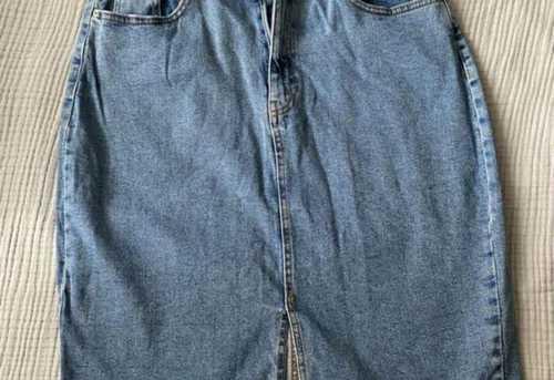 Юбка джинсовая миди с разрезом
