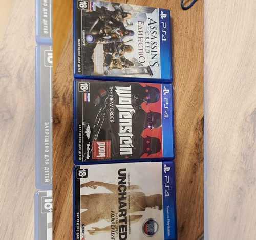 Ps4 игры Uncharted, Wolfenstein, Assasins Creed