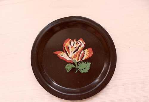 Декоративная жестяная тарелка СССР Роспись