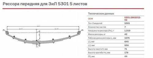 Рессора передняя для ЗИЛ 5301 5 листов
