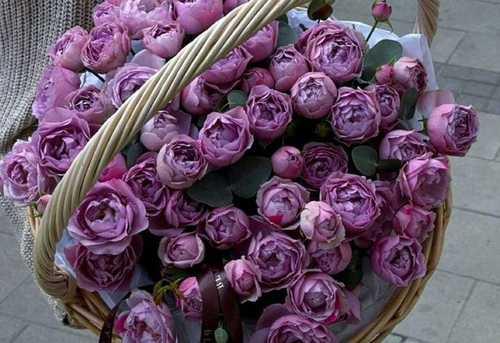 Букет цветов в корзине кустовые пион.розы,доставка