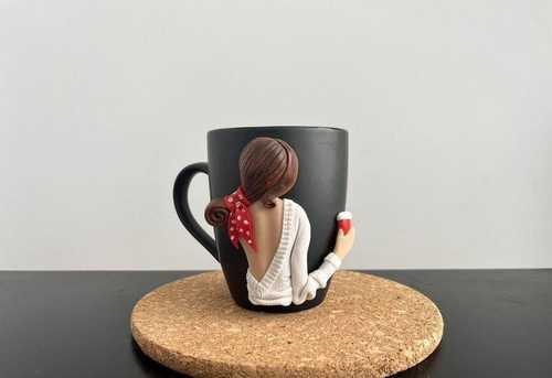 Кружка с декором из полимерной глины Coffee