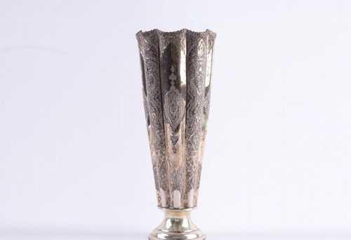 Антикварная серебряная ваза с цветами 19век 30см