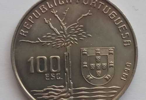 Монета Португалия 100 эскудо 1990 UNC