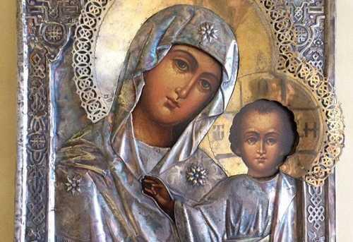 Икона Казанской богородицы. Серебро 84 пр
