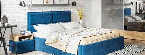 Кровать mila велюр Monolit синяя