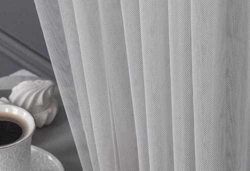 Тюль Ирис светло-серый готовый на окна пошив