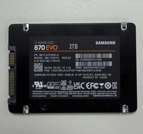 SSD NEW SATA 2 TB Samsung 870 EVO MZ-77E2T0BW 0ч O