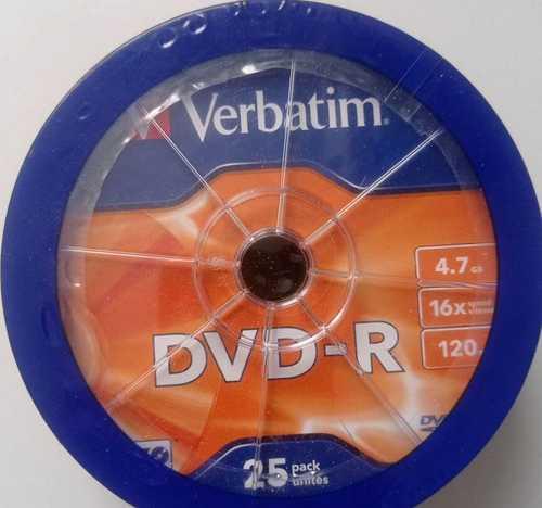 Болванка диски DVD-R для записи 25 штук Verbatim