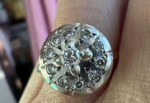 Золотое кольцо с бриллиантами тарелочка 583пр СССР