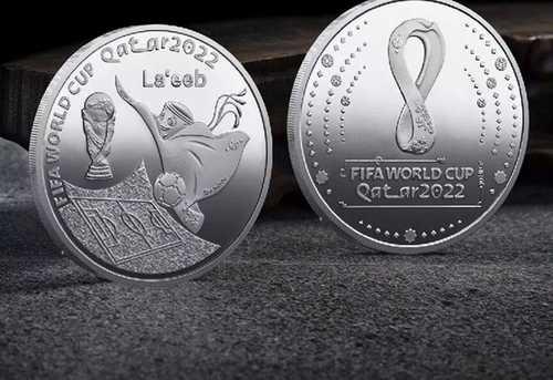 Серебрянная Сувенирная монета fifa world cup Qatar