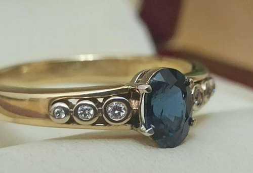 Золотое кольцо 750 с сапфиром и бриллиантами