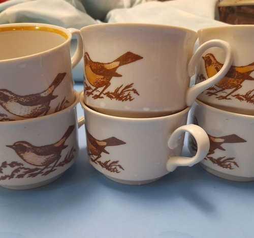 Советские чашки с птичкой 4 шт