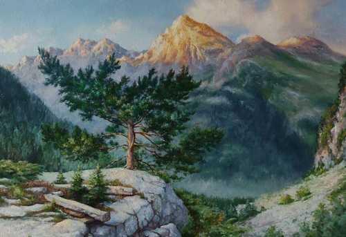 Картина горный пейзаж рассвет в горах