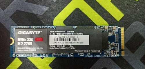 SSD диск gigabyte M.2 2280 512 Гб (PCIe 3 x4 NVMe)