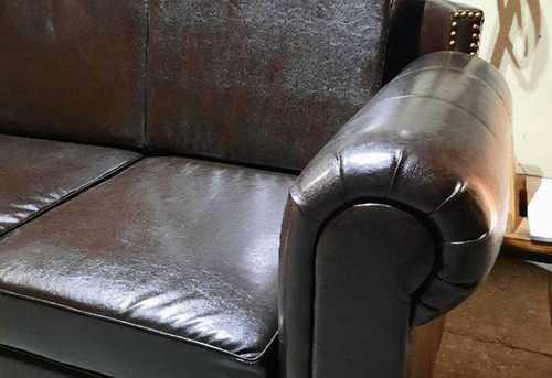 Коричневый трехместный диван из кожи Toren brown