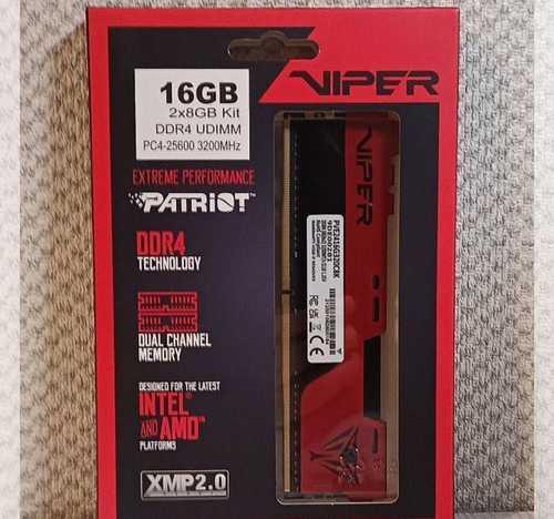 Оперативная память DDR4 2x8гб 3200MHz Patriot