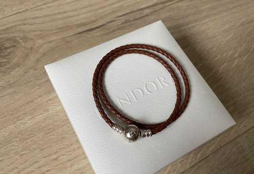 Браслет Pandora Moments двойной из кожи новый