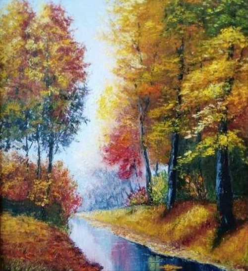 Картина маслом на холсте "Осенний день"