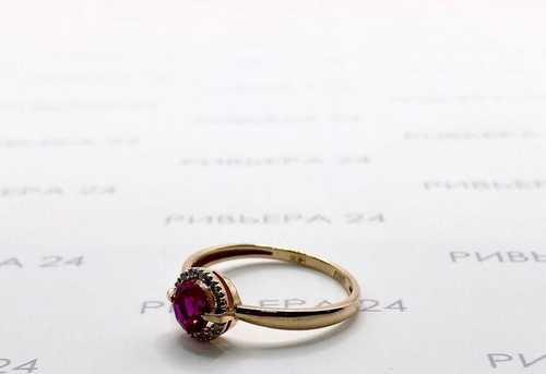 Золотое кольцо с рубином и бриллиантами 585 пробы