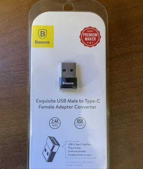 Переходник usb type c baseus новый