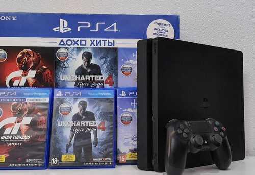 Sony PS4 Slim + 95 игр + 2 геймпада