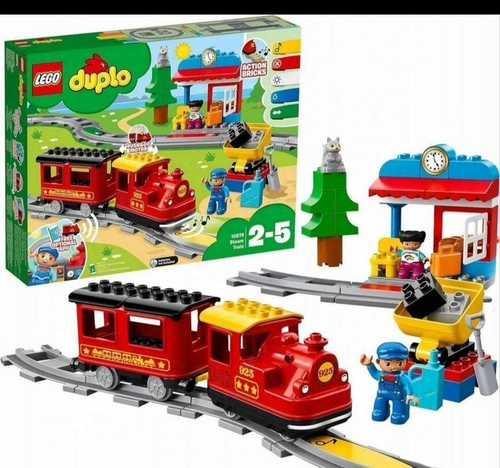 Lego duplo поезд на паровой тяге 10874