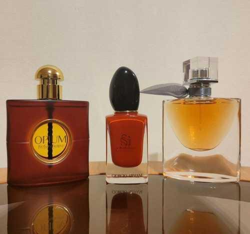 Yves Saint Laurent. Armani Si. Lancome