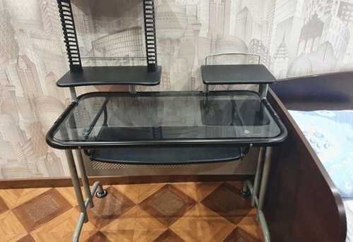 Стеклянный компьютерный стол черный 55*99 см