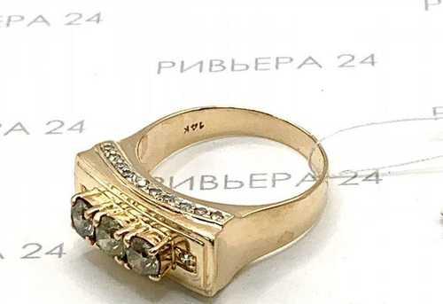 Золотое кольцо печатка с бриллиантами 500 пробы 7