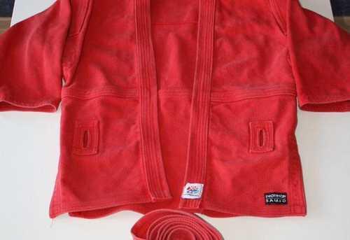 Куртка для самбо с поясом детская Approved красная