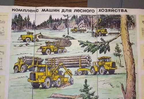 Плакат СССР машины лесного хозяйства