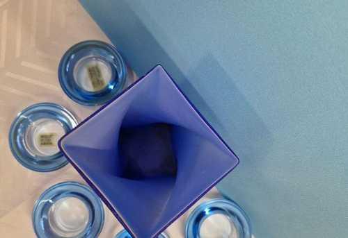 Подсвечники IKEA ваза для цветов голубое стекло