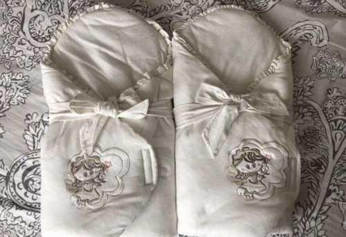 Конверт одеяло на выписку двойни ортопедический