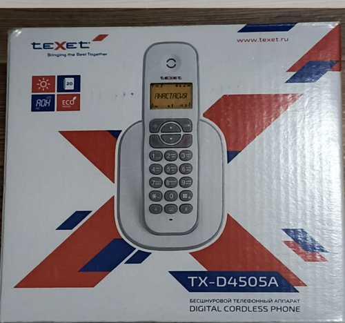 Радиотелефон teXet TX-D4505A, белый-серый