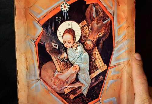 Икона деревянная "Рождество Христово"