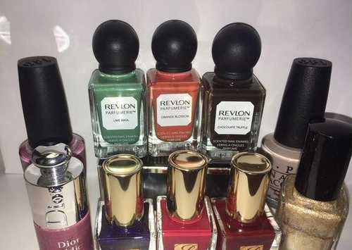 Лаки dior,estee lauder,bobby brown,revlon,opi