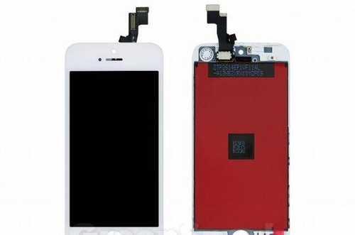 Дисплей для iPhone 5S/SE +тач белый с рамкой 100