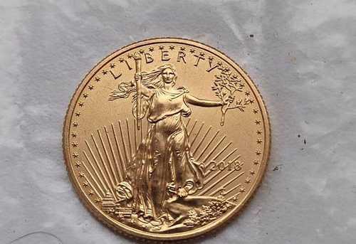 Золотая монета 10 долларов 917 проба