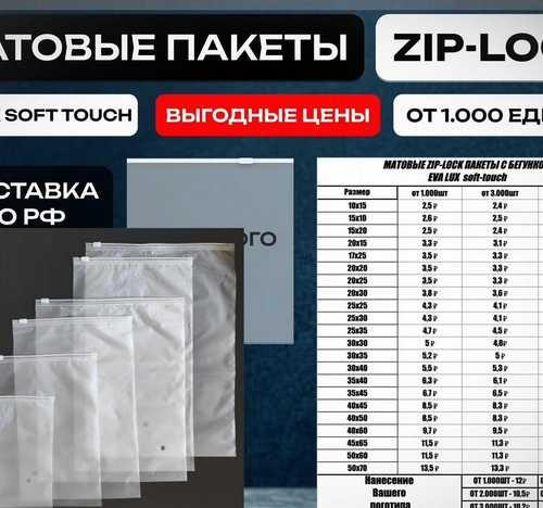 Зип пакеты с бегунком с логотипом и печатью 30х40